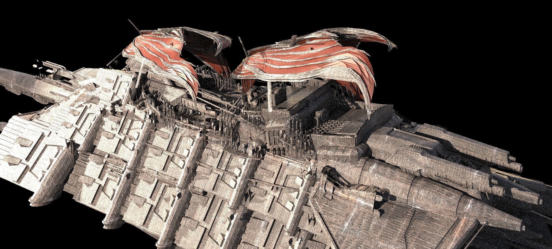Hutt Desert Sail Barge carrier 2 3D model | CGTrader