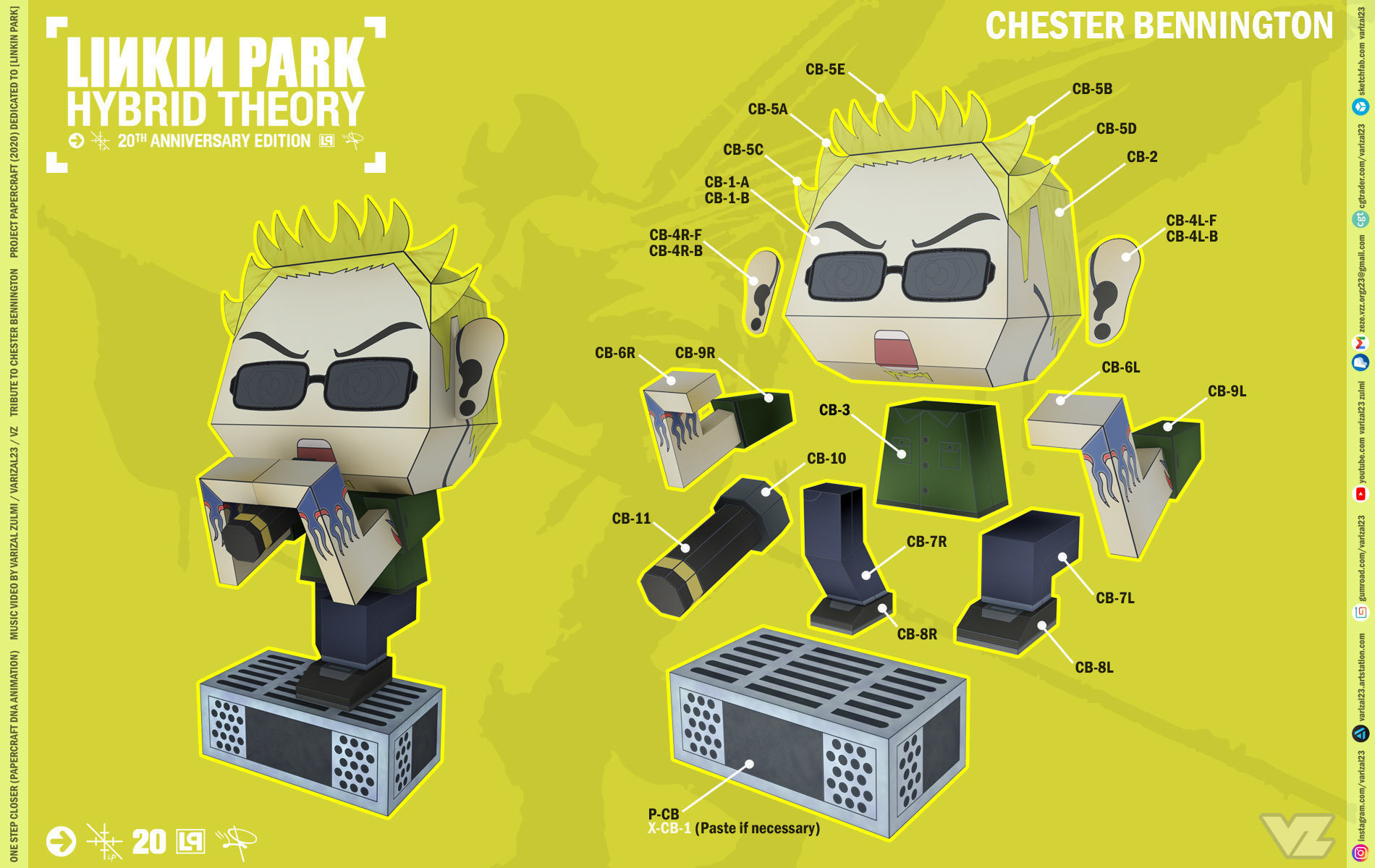 3D model 3D LINKIN PARK - HYBRID THEORY 20 - Bonus File Papercraft VR ...