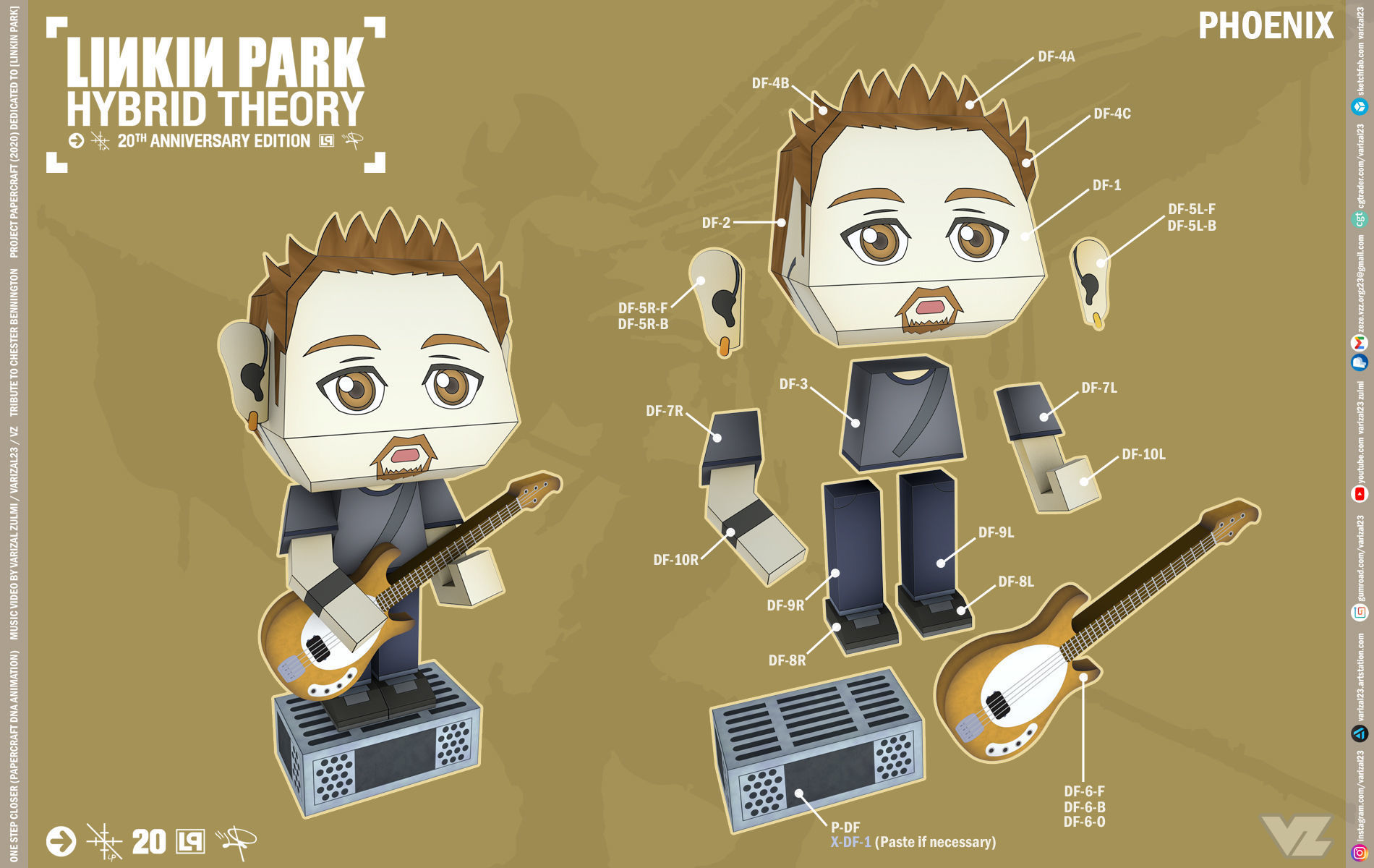 3D model 3D LINKIN PARK - HYBRID THEORY 20 - Bonus File Papercraft VR ...