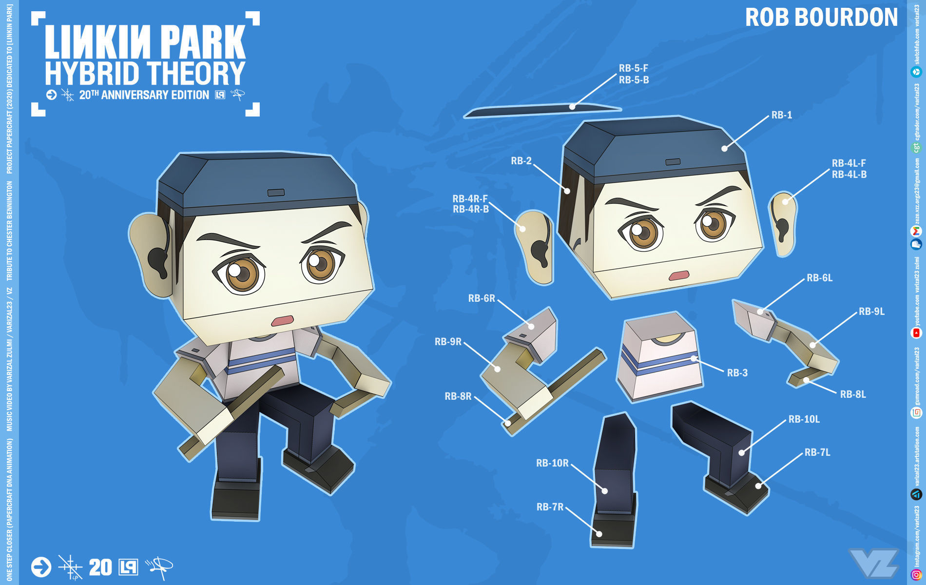 3D model 3D LINKIN PARK - HYBRID THEORY 20 - Bonus File Papercraft VR ...