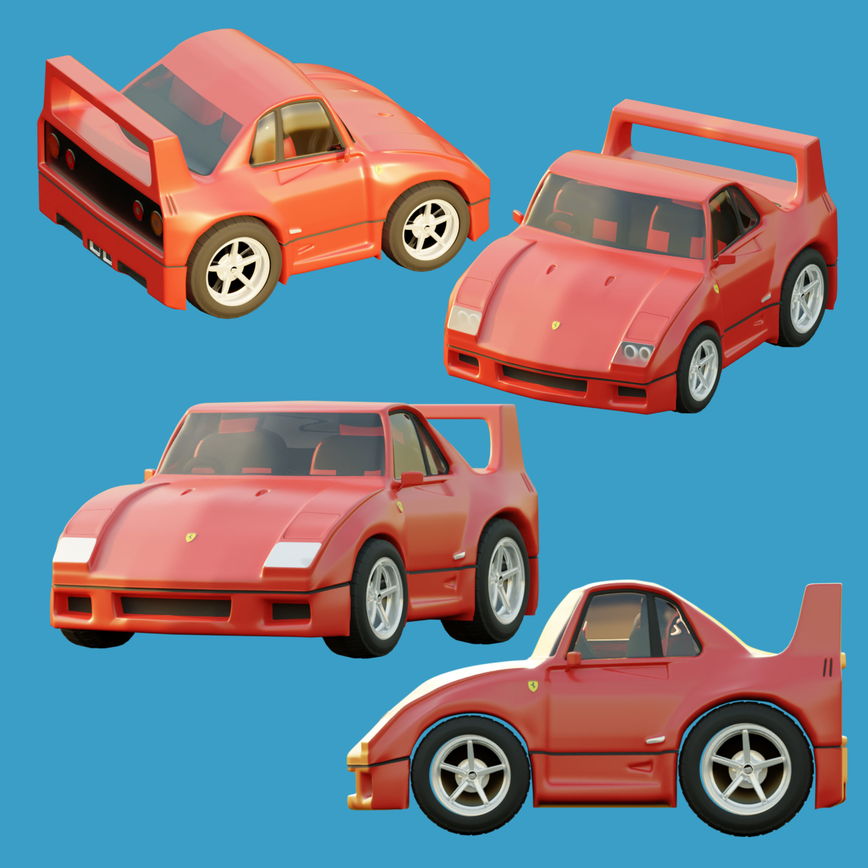 Ferrari F40 mini car 3D model | CGTrader