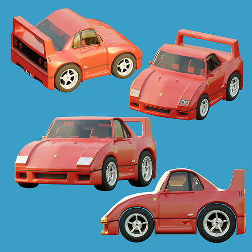 Ferrari F40 mini car 3D model | CGTrader