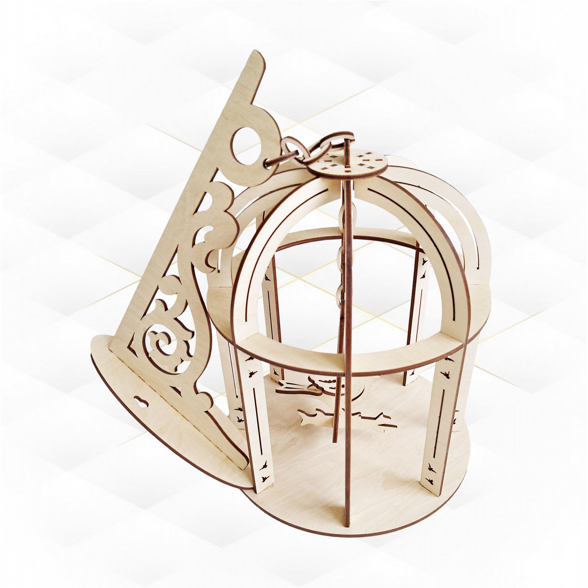 Decorative bird cage vector drawings for laser machine 3D model 3D ...