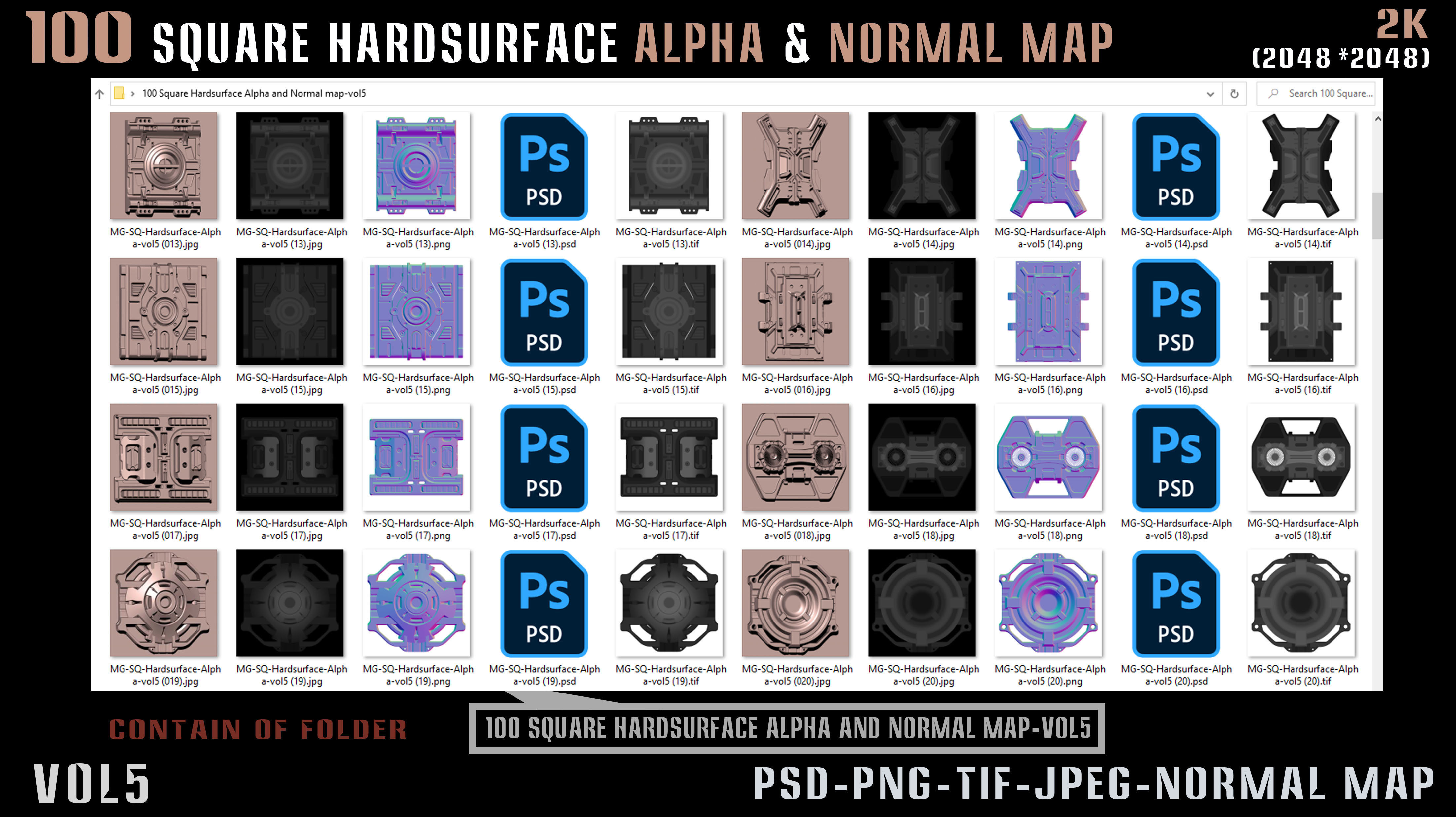 100 Square Hardsurface Alpha and Normal map - vol5 3D model | CGTrader