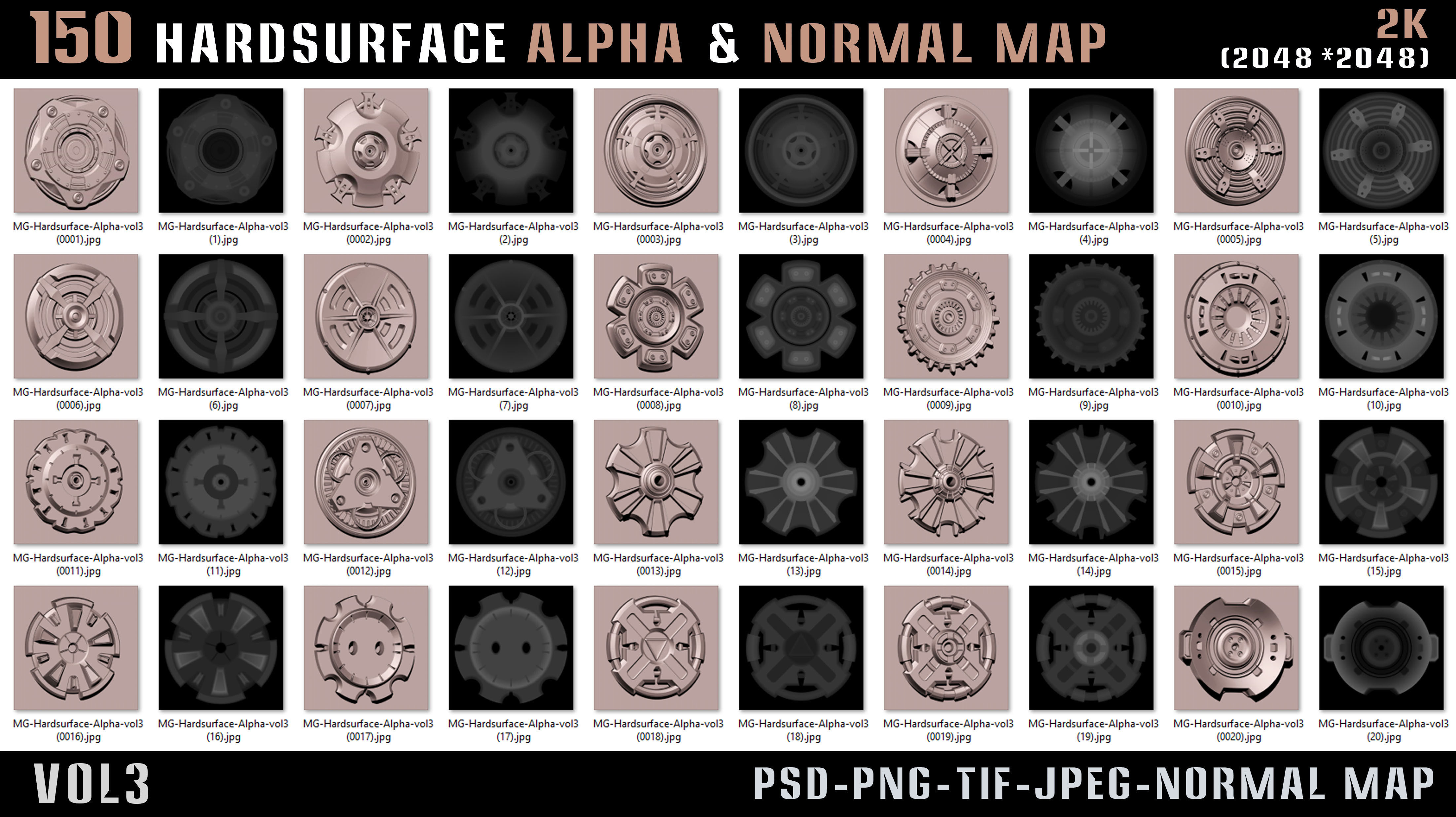 570 Hard surface Alpha and Normal map - bundle 3D model | CGTrader