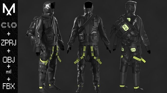 TECHWEAR OUTFIT MALE OBJ mtl FBX ZPRJ 3D model | CGTrader