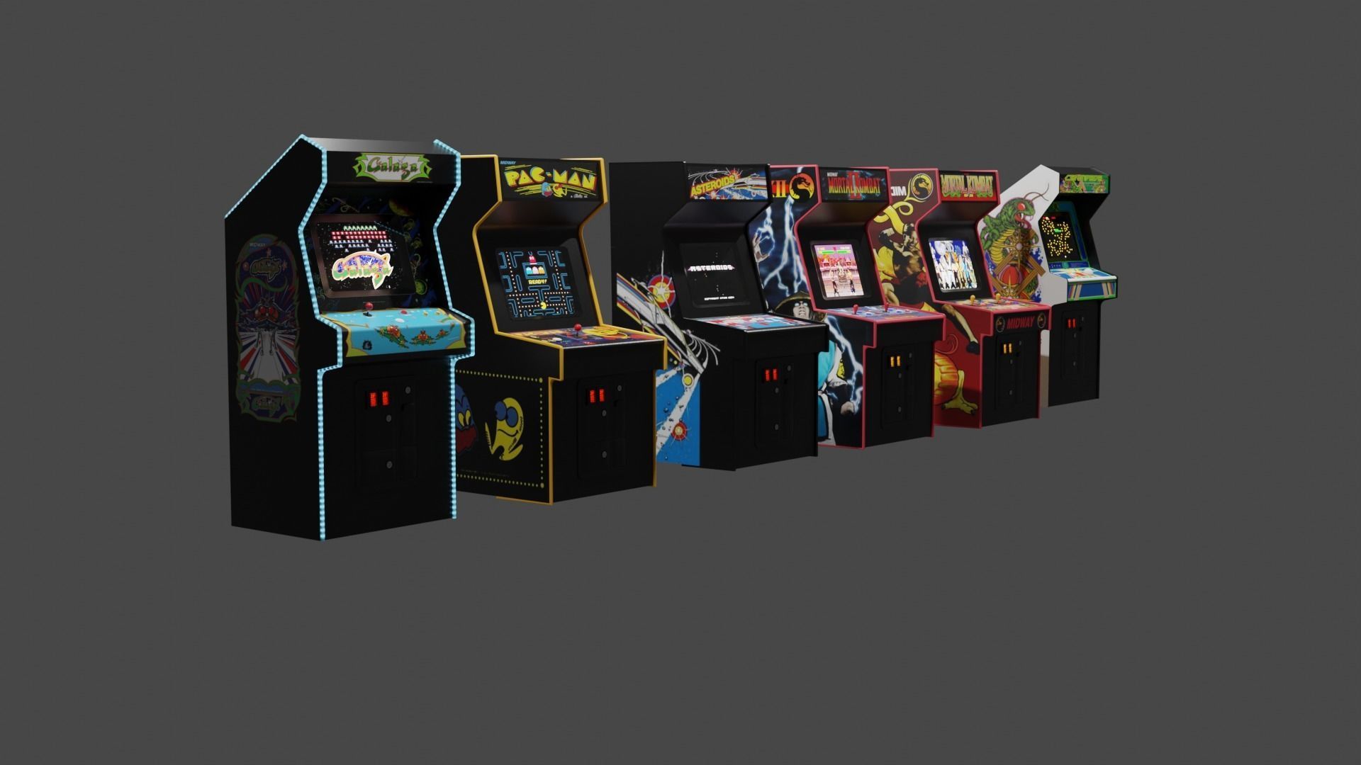 Classic Arcade Machines Free - Made in Blender free 3D model | CGTrader