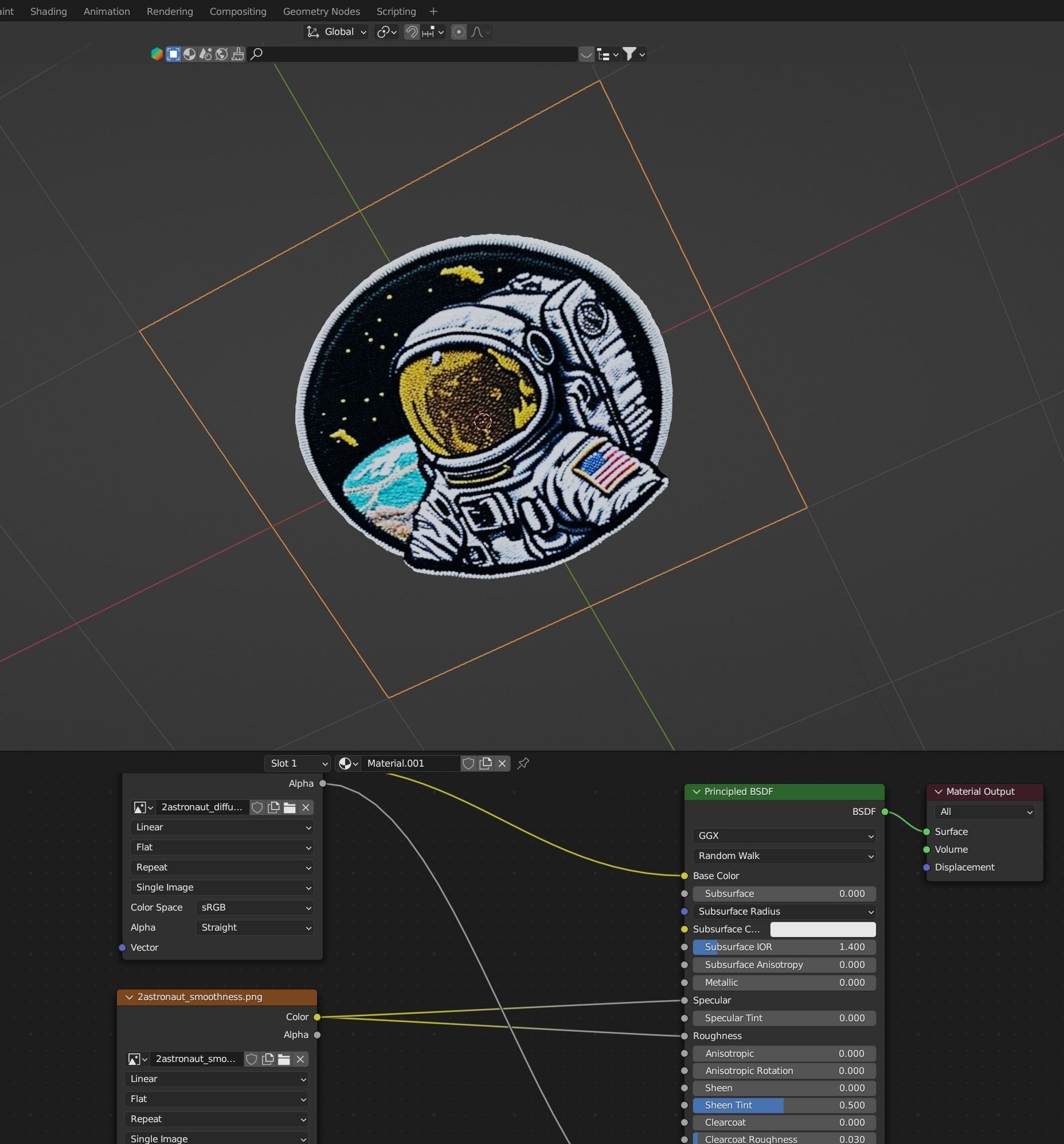 Texture Astronaut embroidered patch v2 VR / AR / low-poly | CGTrader