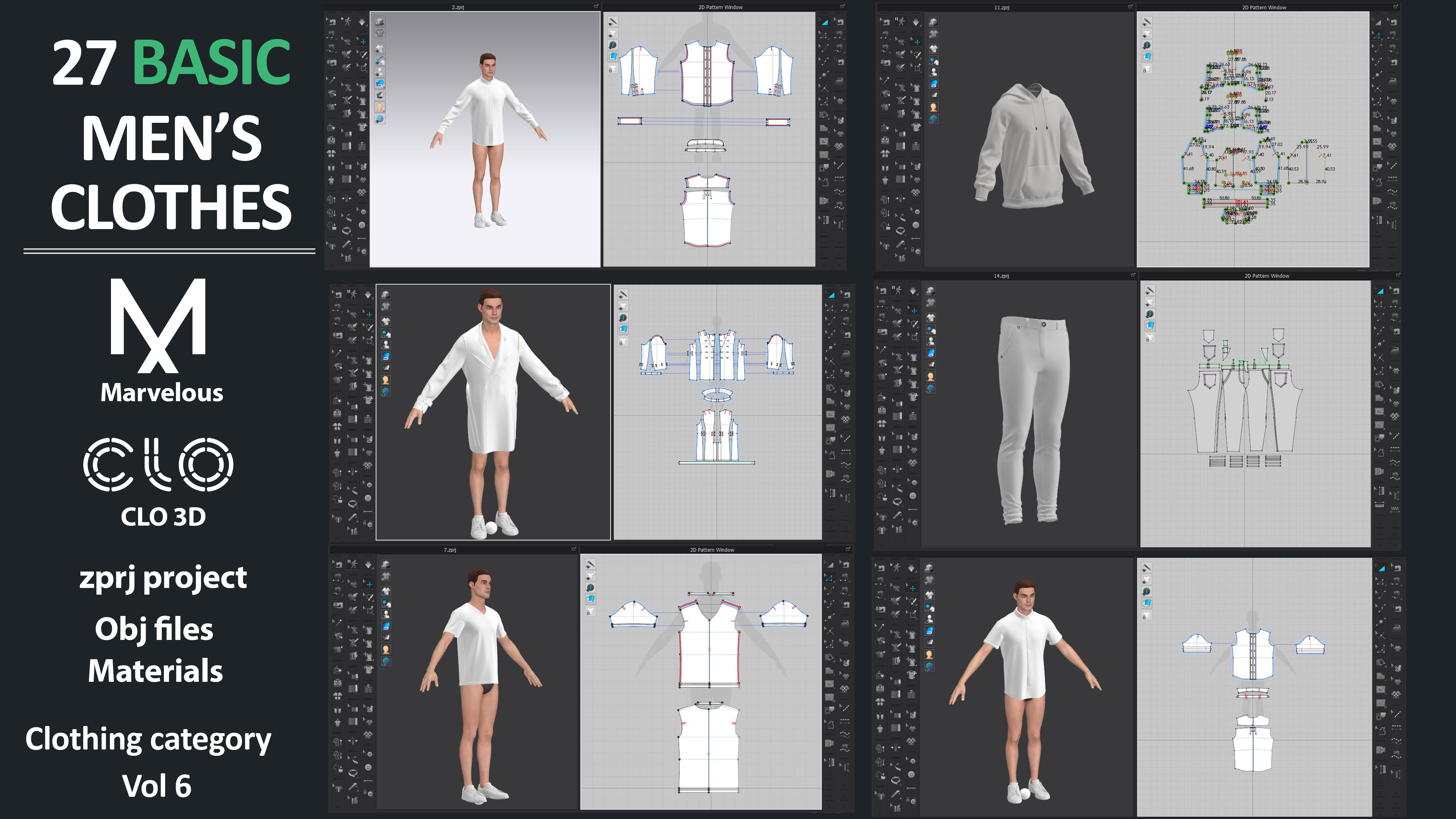 27 Basic men clothes Marvelous Designer zprj obj fbx 3D model | CGTrader
