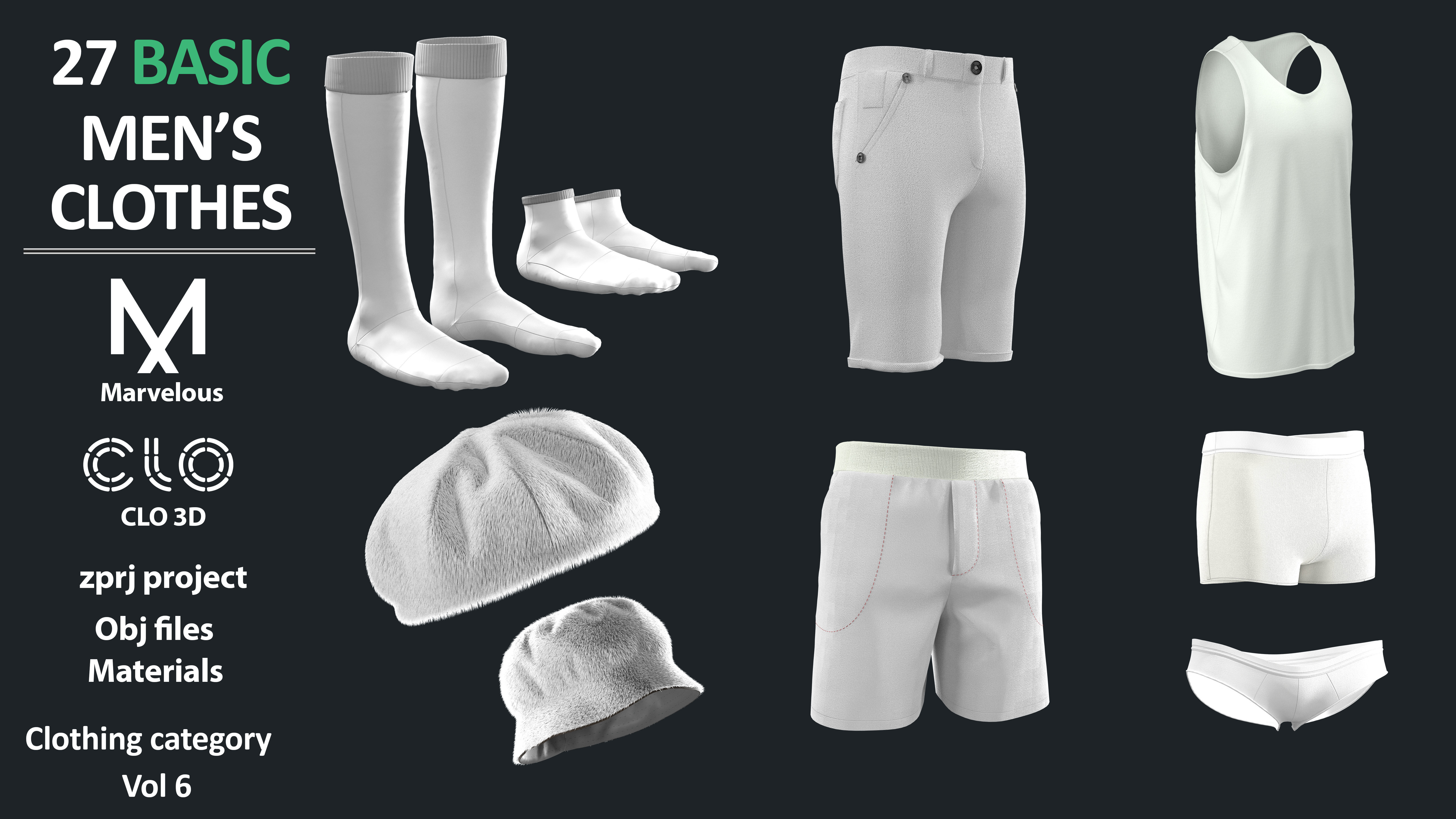 27 Basic men clothes Marvelous Designer zprj obj fbx 3D model | CGTrader