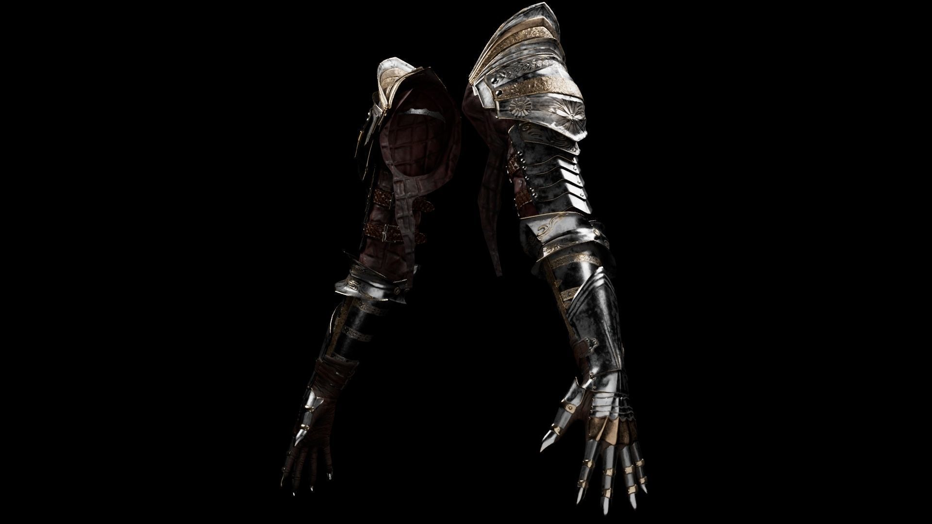 Female Knight Arm Armor Set MidPoly 3D model | CGTrader