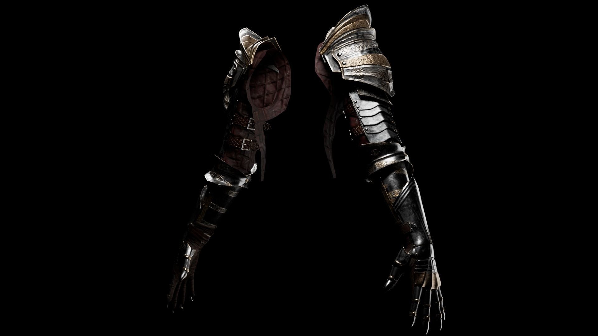 Female Knight Arm Armor Set MidPoly 3D model | CGTrader