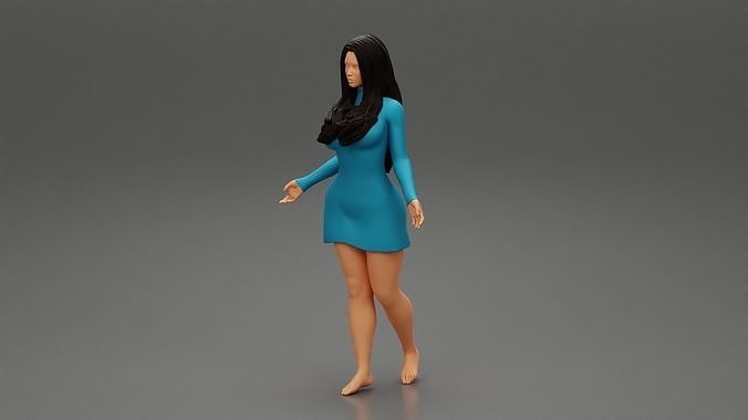 Beautiful woman in Turtle neck dress 3D model 3D printable | CGTrader