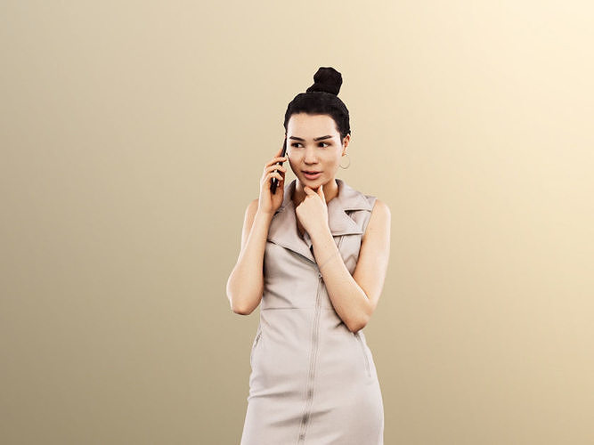 3D model Aylin 11896 - Standing Woman Phone Call VR / AR / low-poly ...