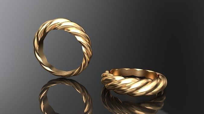 Rope Design Ring Band 6 mm wide 0237 3D model 3D printable | CGTrader