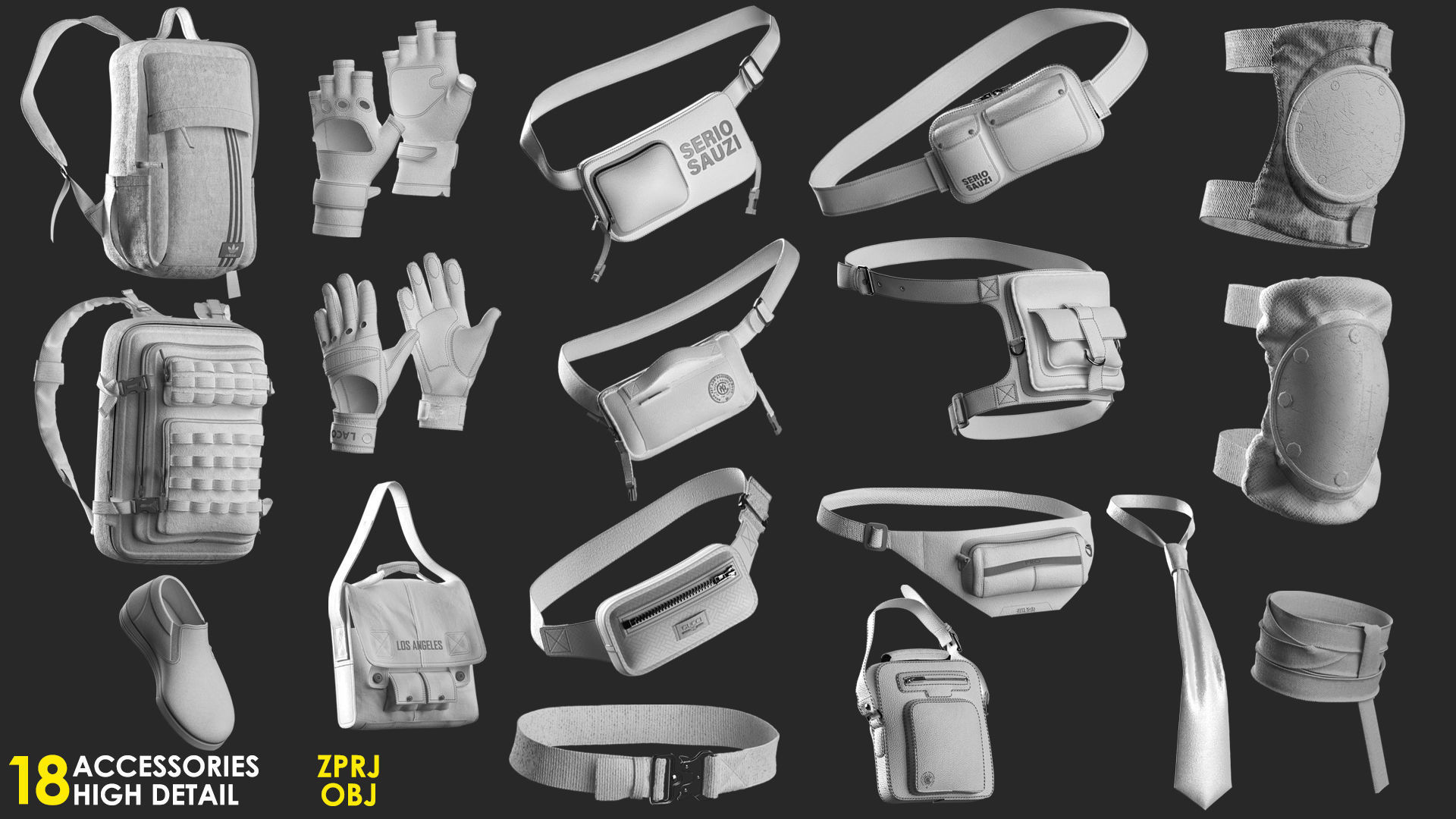 18 Basic Accessories Pack - Marvelous - CLO Project file 3D model ...