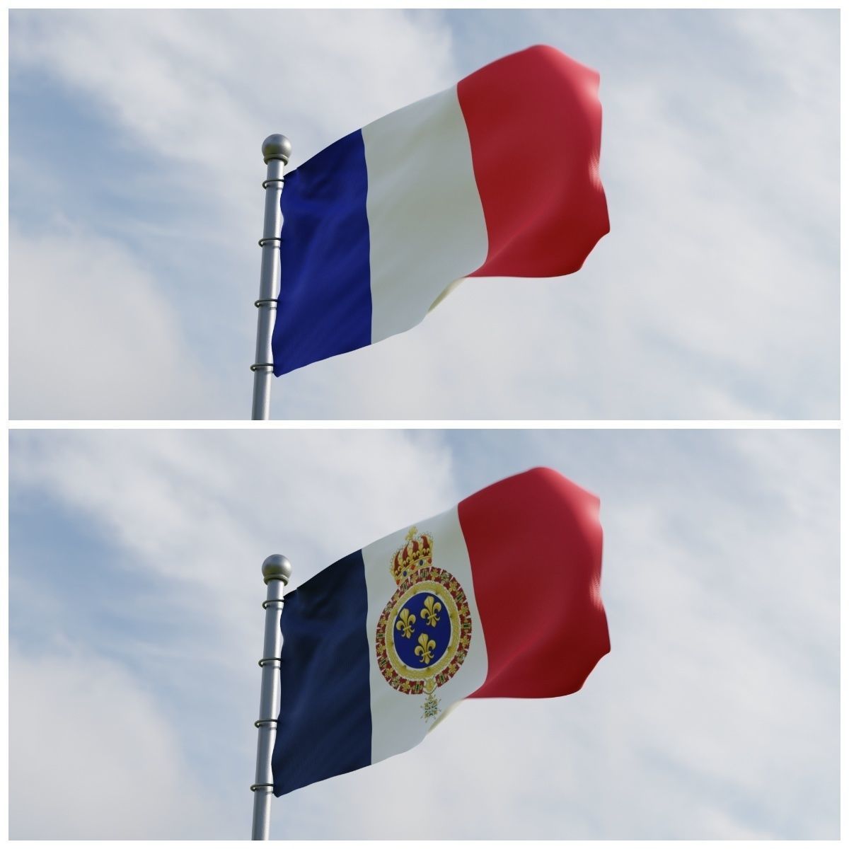 Animated France Flags 3D model animated | CGTrader