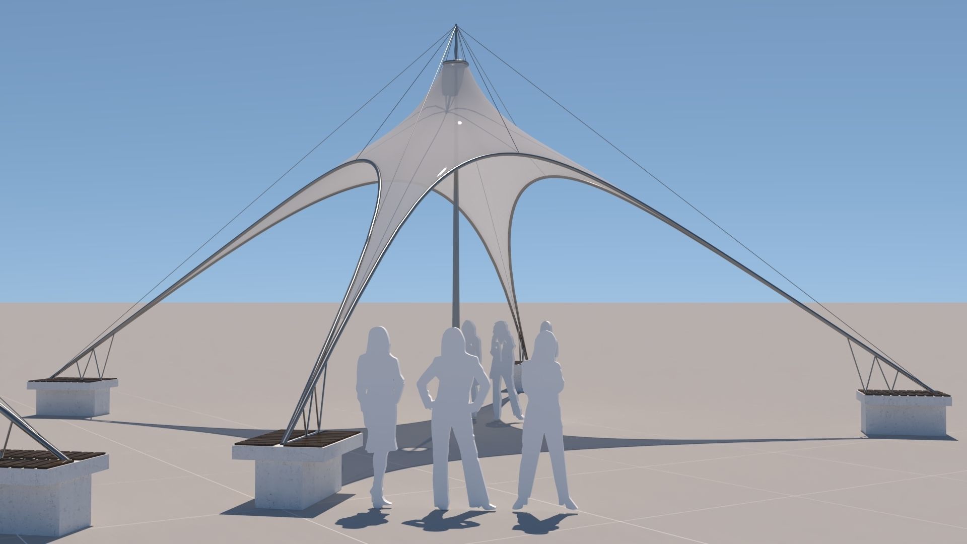 Tensile Fabric Structure -7 3D model | CGTrader