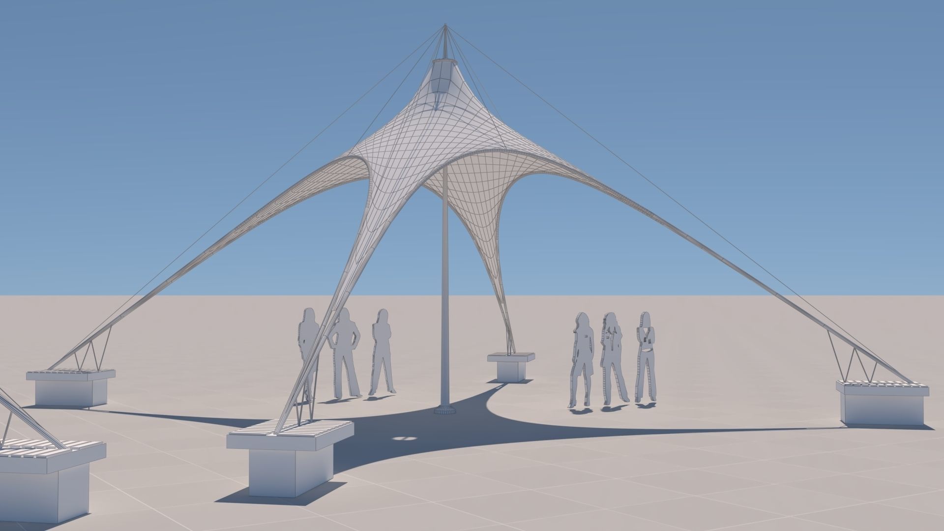 Tensile Fabric Structure -7 3D model | CGTrader