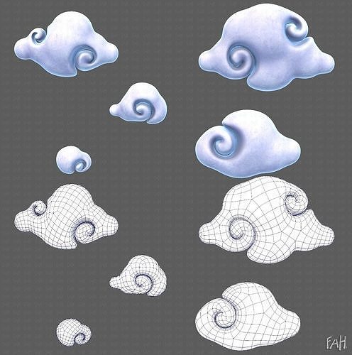 3D model Clouds cartoon V04 VR / AR / low-poly | CGTrader