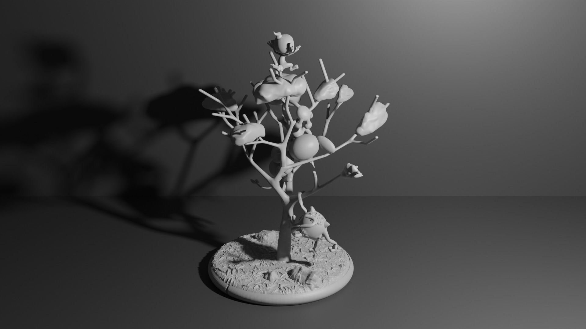 DIORAMA POKEMON MONKEYS PLAYING ON A TREE 3D PRINT MODEL 3D model 3D ...