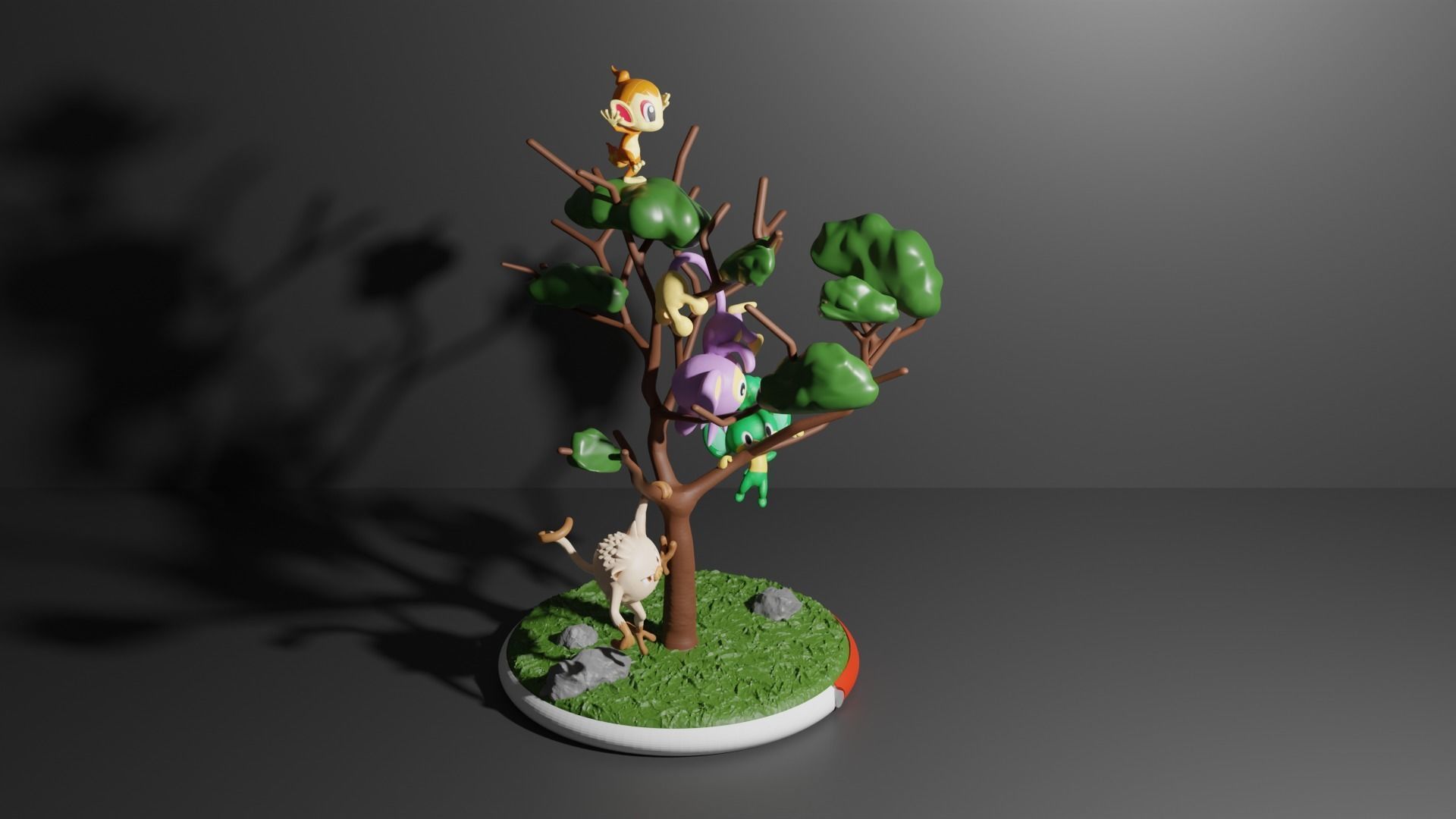 DIORAMA POKEMON MONKEYS PLAYING ON A TREE 3D PRINT MODEL 3D model 3D ...