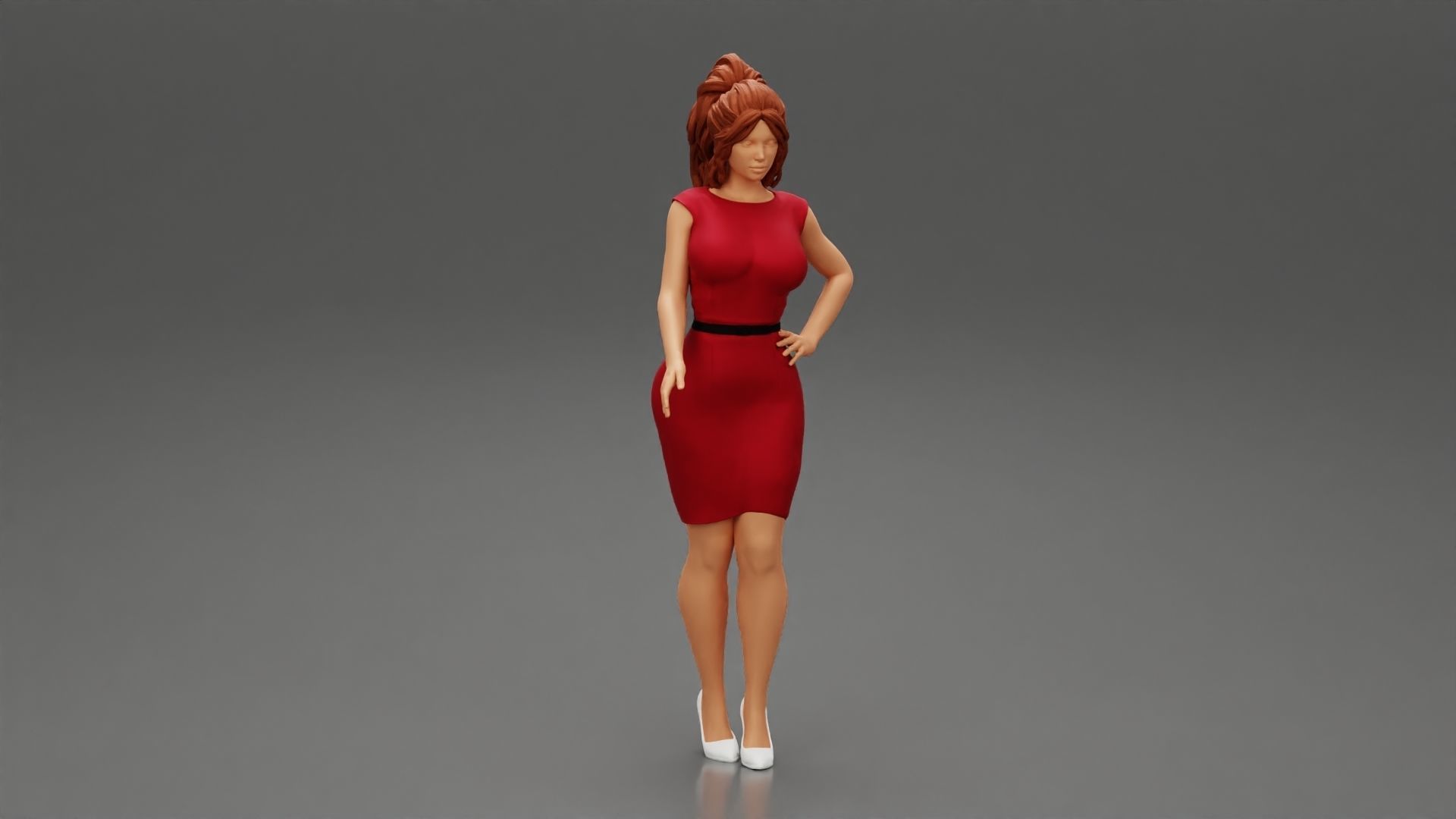 Secretary in red dress in office 3D model 3D printable | CGTrader