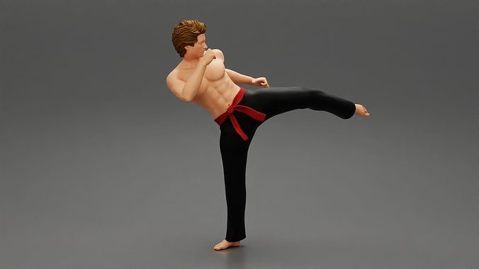 Karate man in a red belt 3D model 3D printable | CGTrader