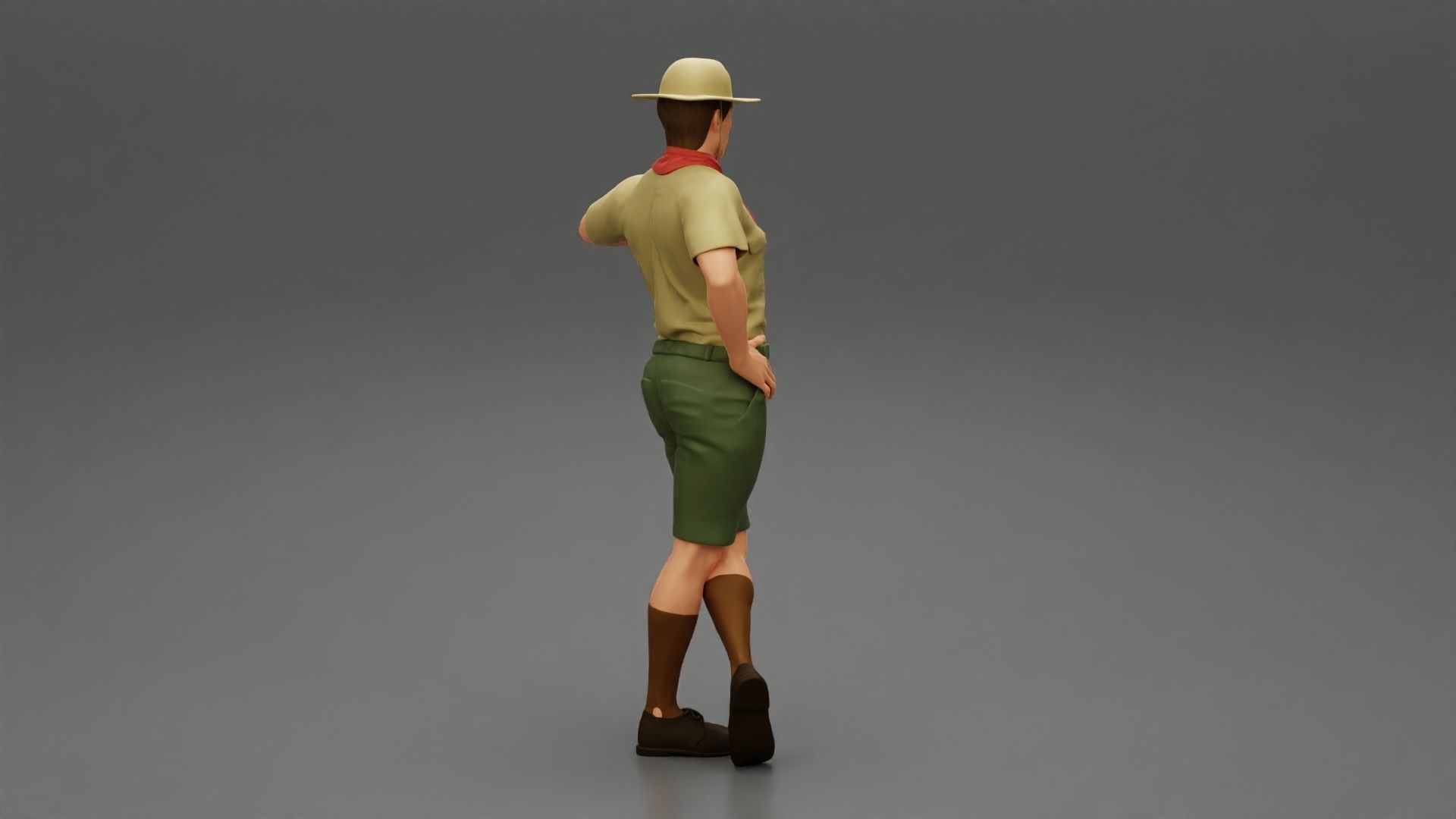 Boy scout standing at scout camp during their summer camp 3D model 3D ...