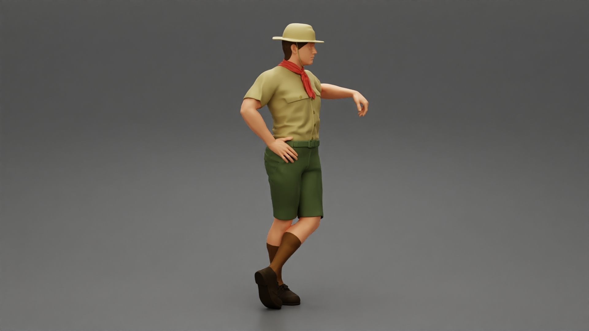 Boy scout standing at scout camp during their summer camp 3D model 3D ...
