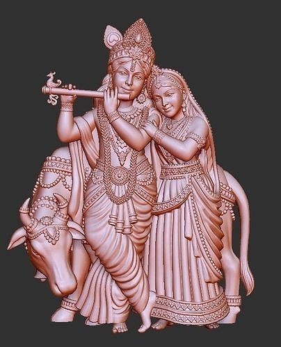 RADHA KRISHNA PENDANT 3D model 3D printable | CGTrader