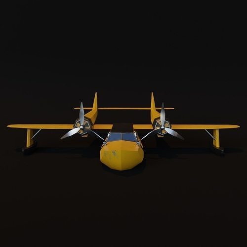 3D model Seaplane paper airplane with propellers VR / AR / low-poly ...