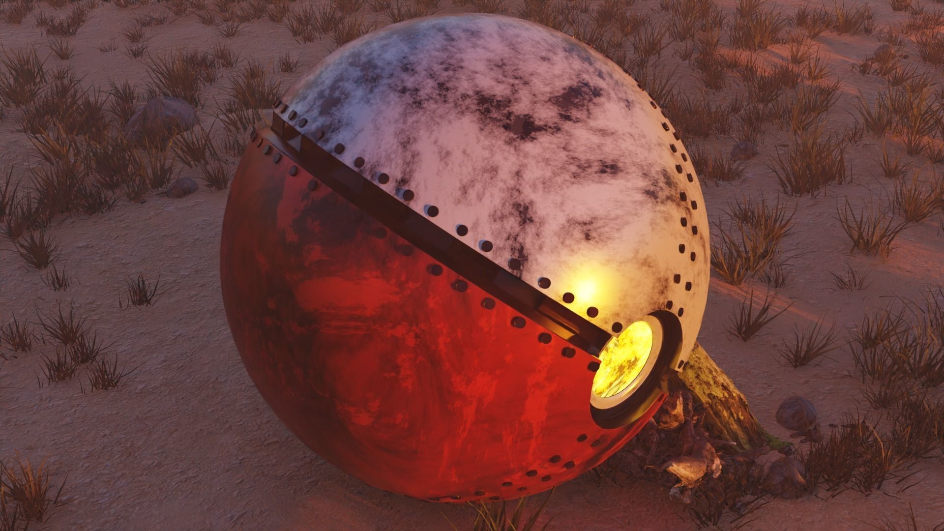 Broken Pokeball 3D model | CGTrader