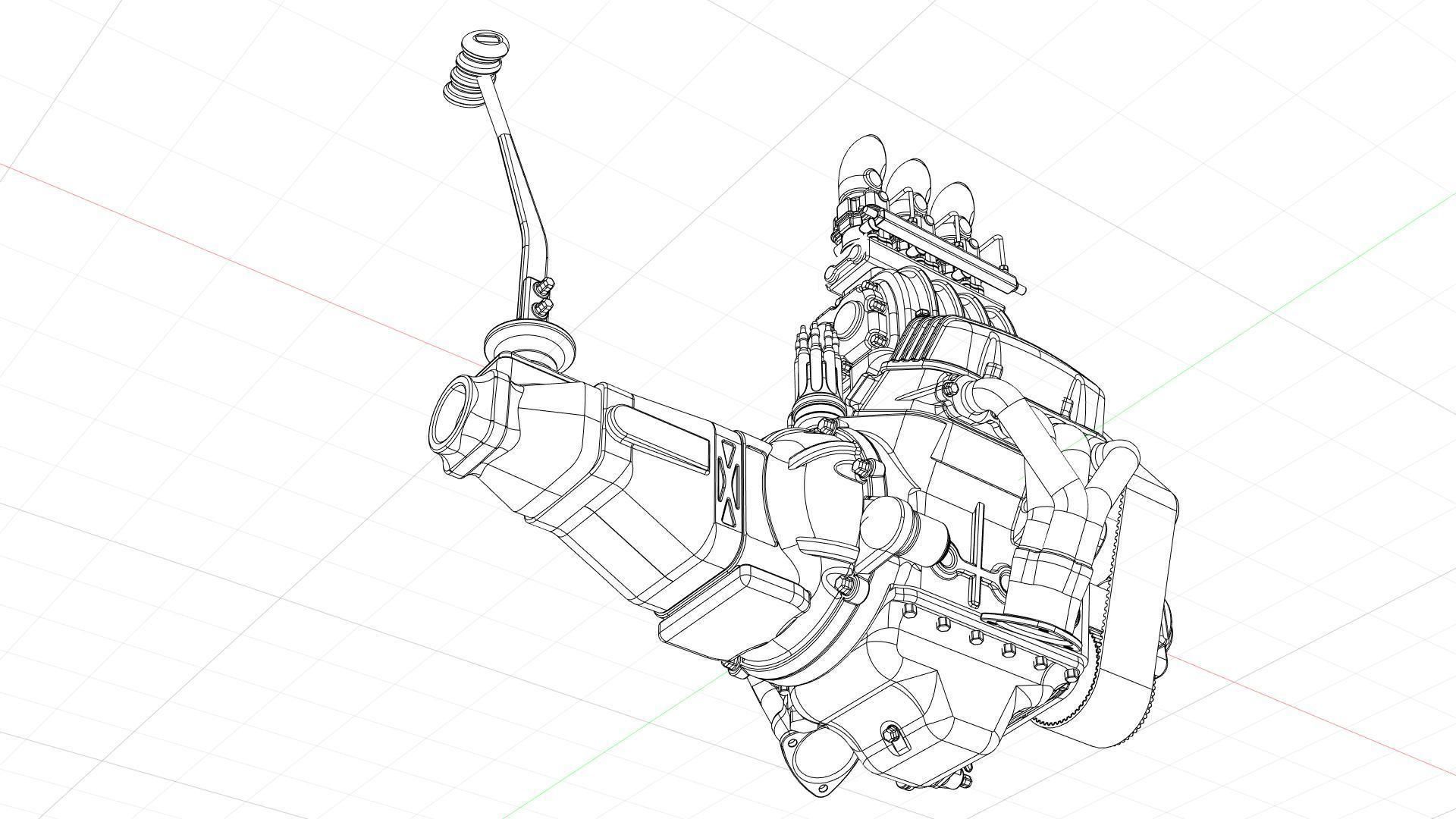 Cartoon V8 vintage engine 3D model | CGTrader
