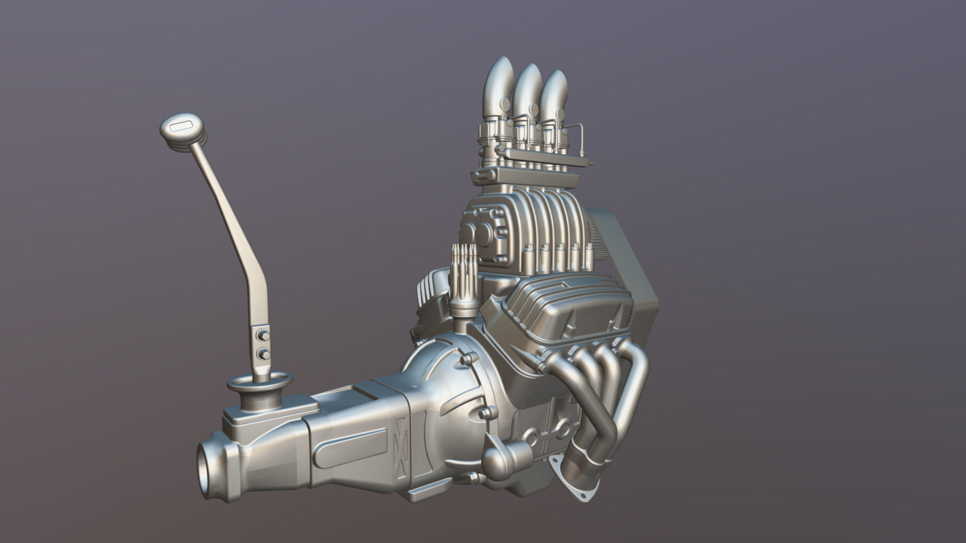 Cartoon V8 vintage engine 3D model | CGTrader