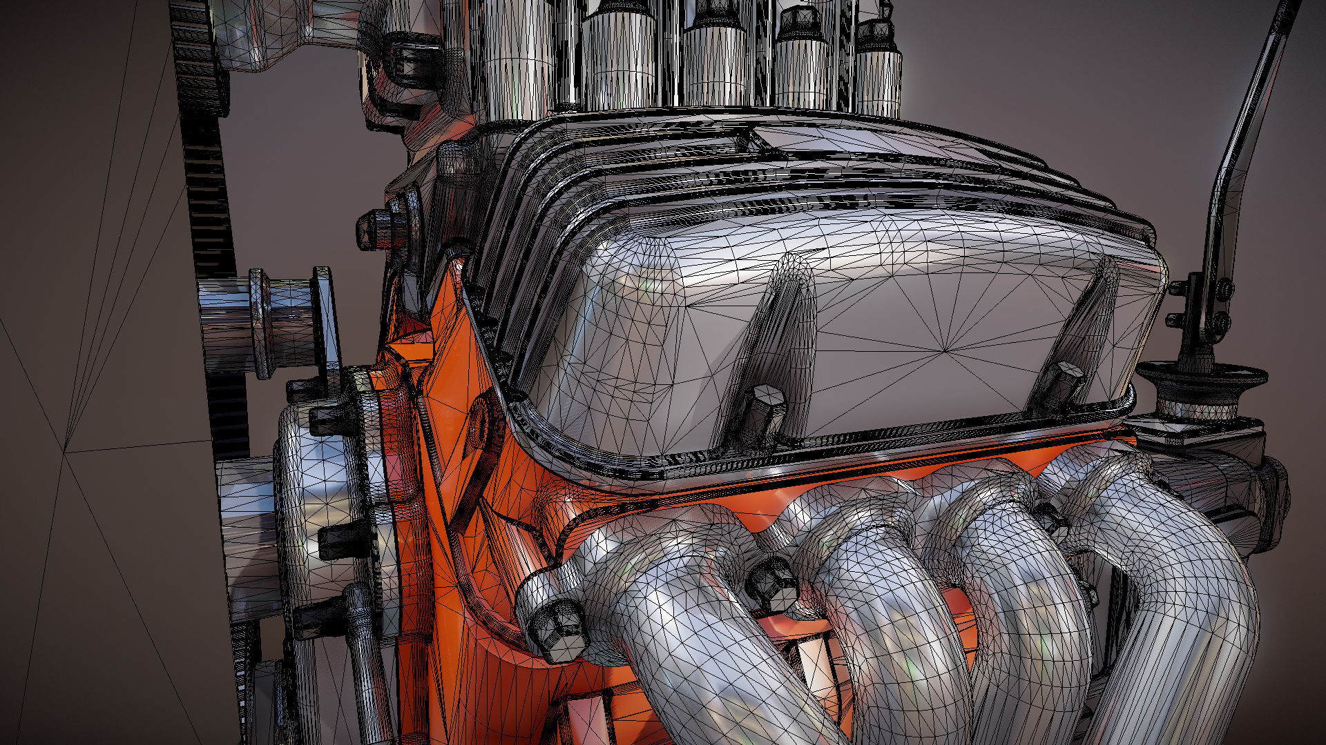 Cartoon V8 vintage engine 3D model | CGTrader