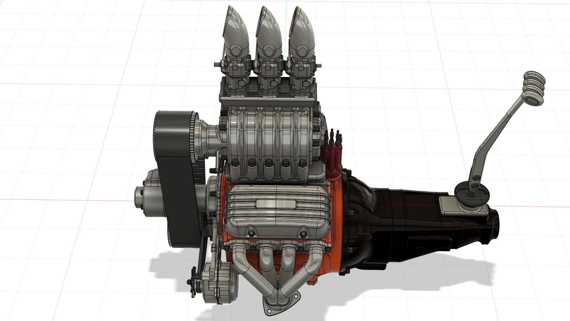 Cartoon V8 vintage engine 3D model | CGTrader