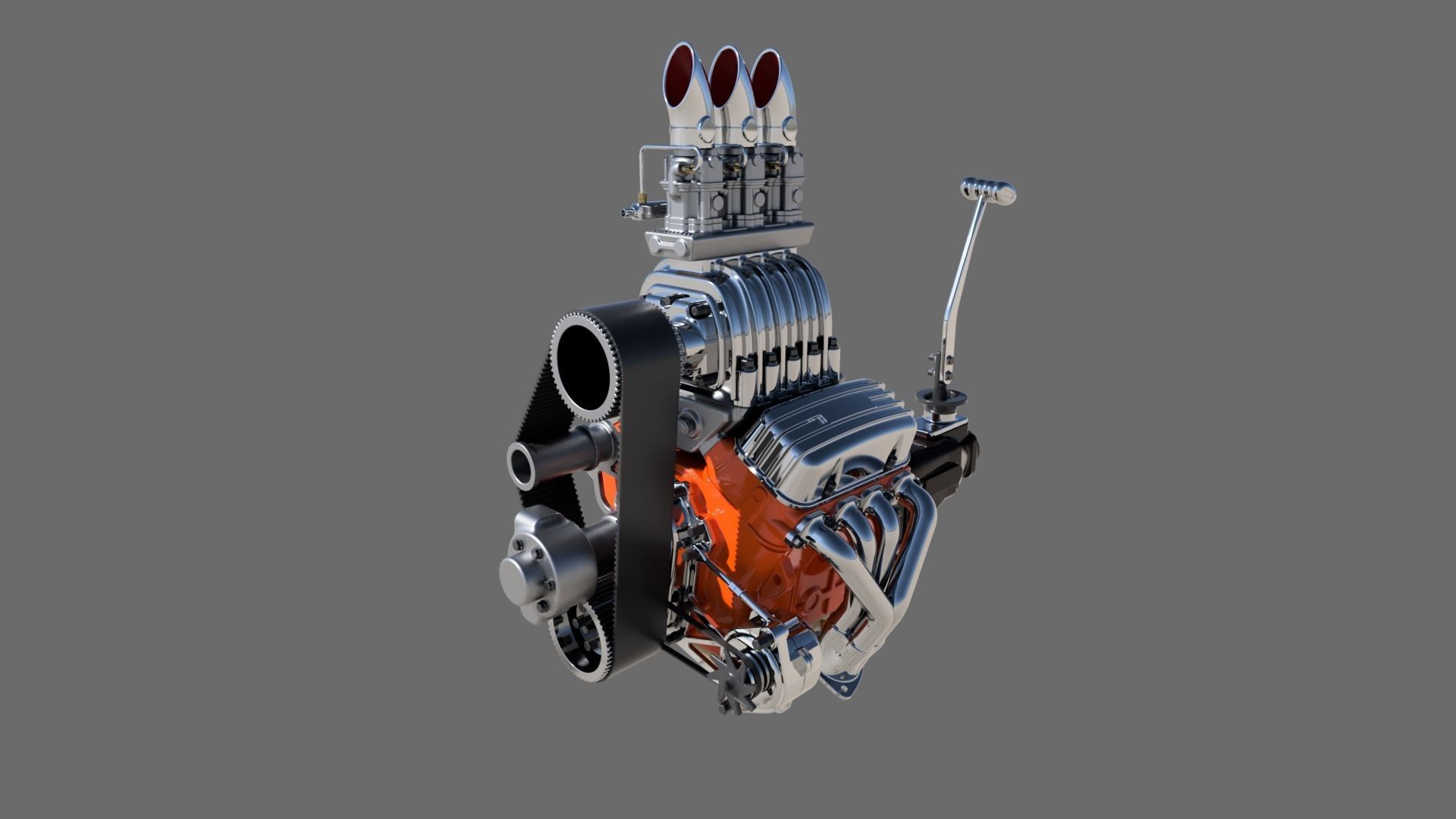 Cartoon V8 vintage engine 3D model | CGTrader