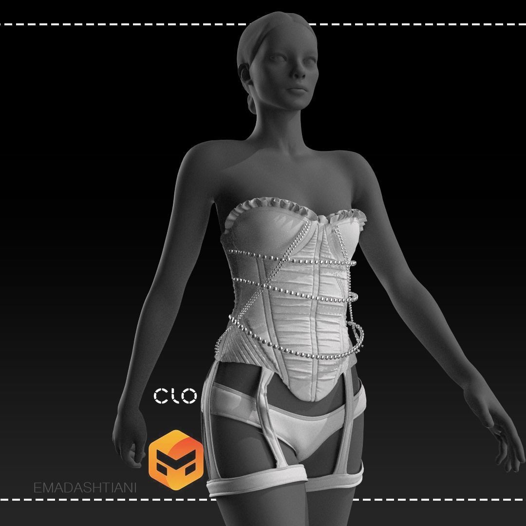 Bride Corset 16 MarvelousDesigner CLO3D ZPRJ FBX OBJ MTL 3D model | CGTrader
