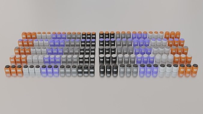 Industrial laboratory chemical containers with blank labels 3D model ...