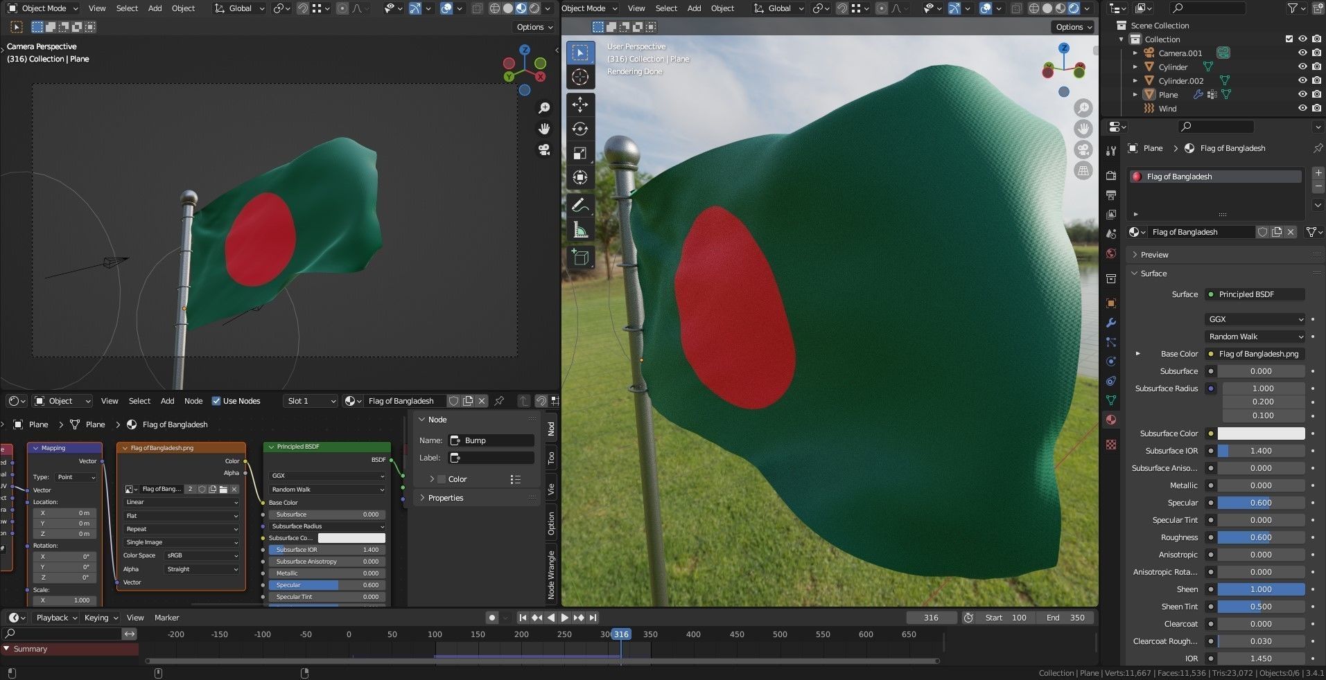 Animated Bangladesh Flags 3D model animated | CGTrader