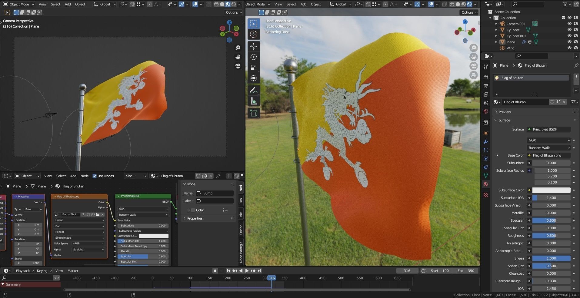 Animated Bhutan Flags 3D model animated | CGTrader