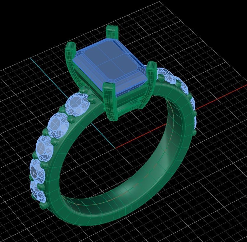 Emerald Cut Solitaire 3D model 3D printable | CGTrader