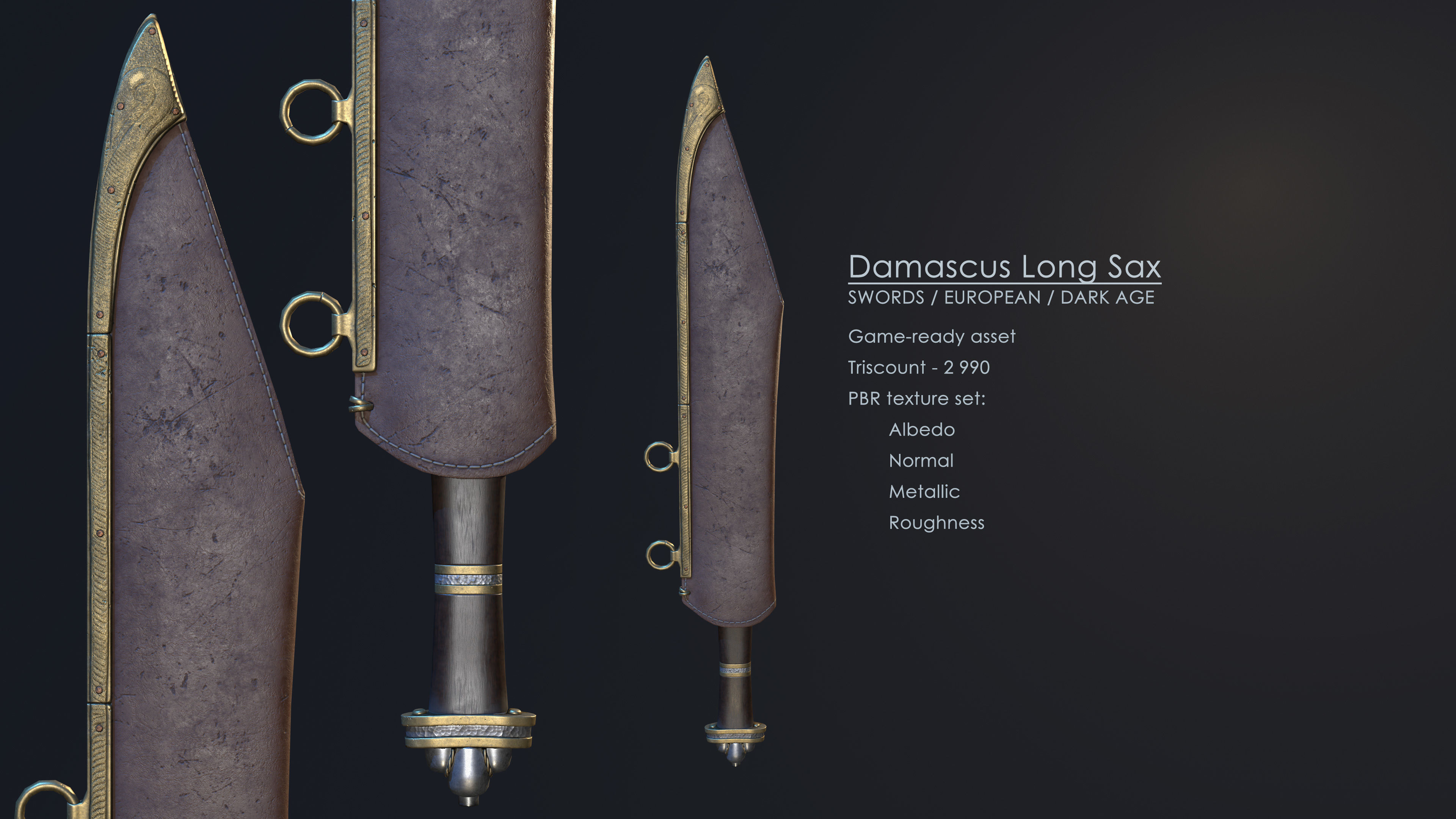 3D model Damascus Long Sax VR / AR / low-poly | CGTrader