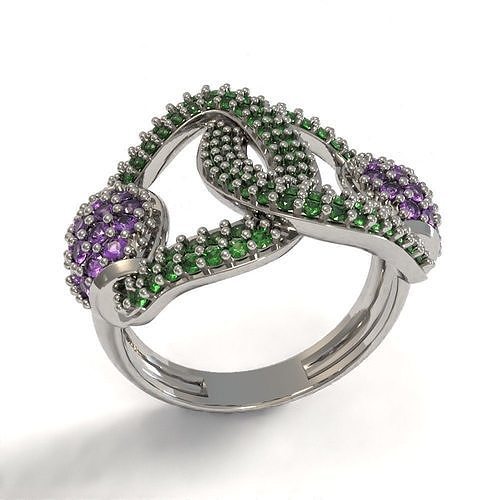 Belt Ring full diamond 3D model 3D printable | CGTrader