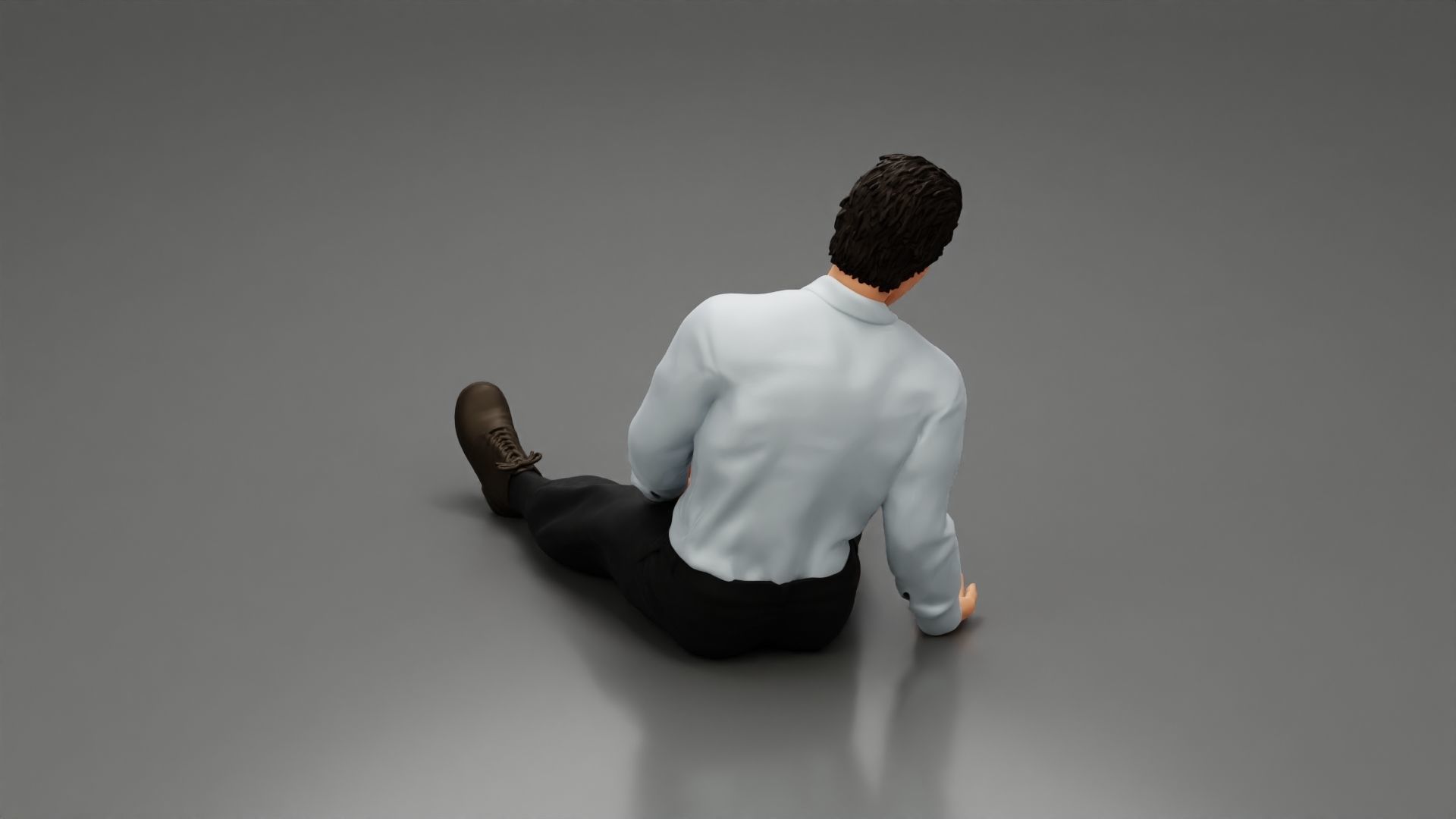 Accident of a male worker sitting on the floor with an injured 3D model ...