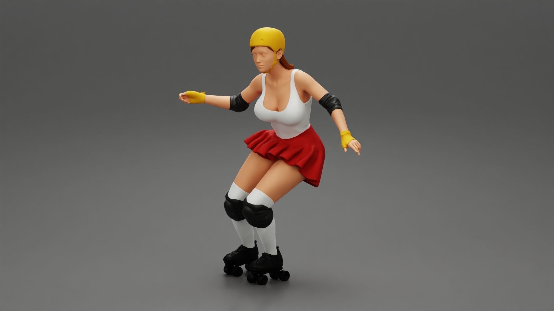 roller derby girl rolling 3D model 3D printable | CGTrader