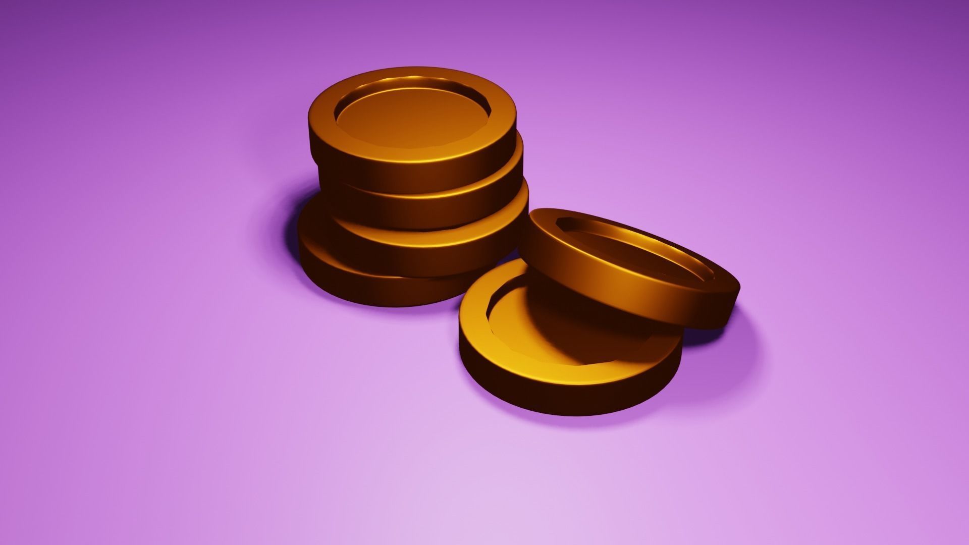 3D model 3D LOW POLY PLAIN GOLD COINS VR / AR / low-poly | CGTrader