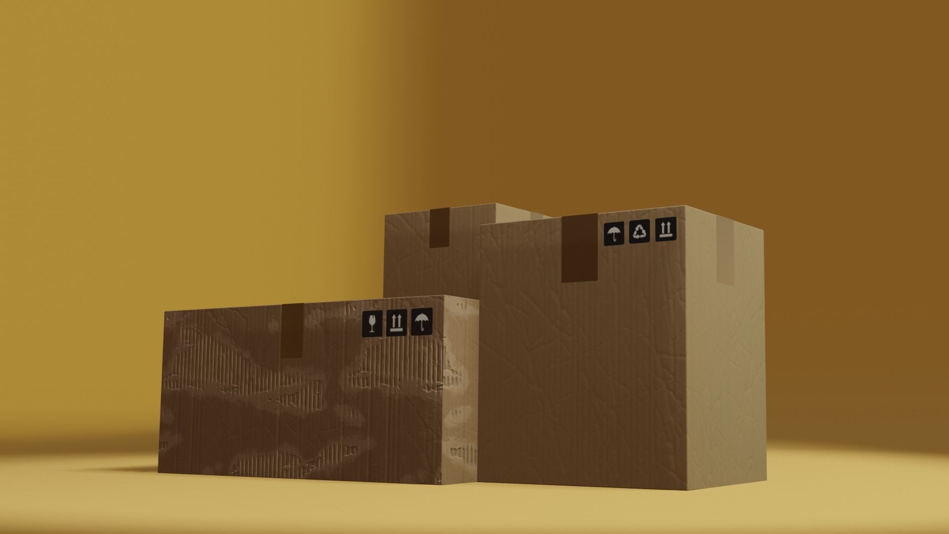 3D model Low Poly Cardboard Boxes with Tags VR / AR / low-poly | CGTrader