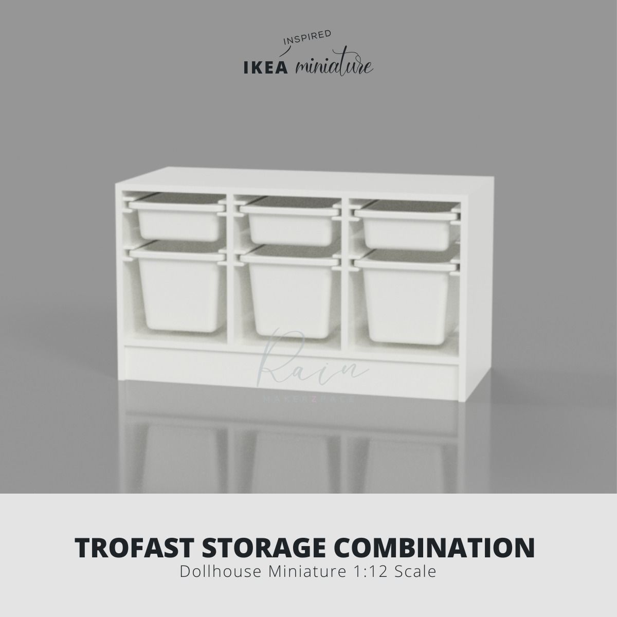 MINIATURE IKEA INSPIRED TROFAST STORAGE BOX FOR 1 12 DOLLHOUSE 3D model ...